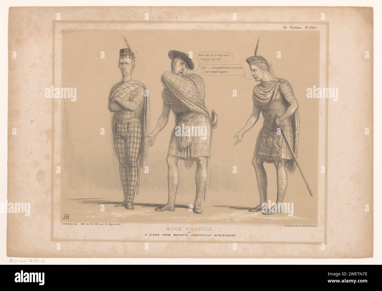 Cartoon with three Lords in Rolen from Macbeth, John Doyle, 1845 print ...