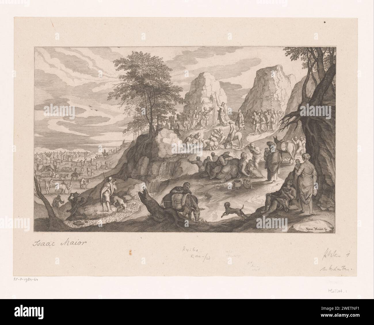 Landscape with Moses that hits water out of the rock, Isaac Major, 1586 ...