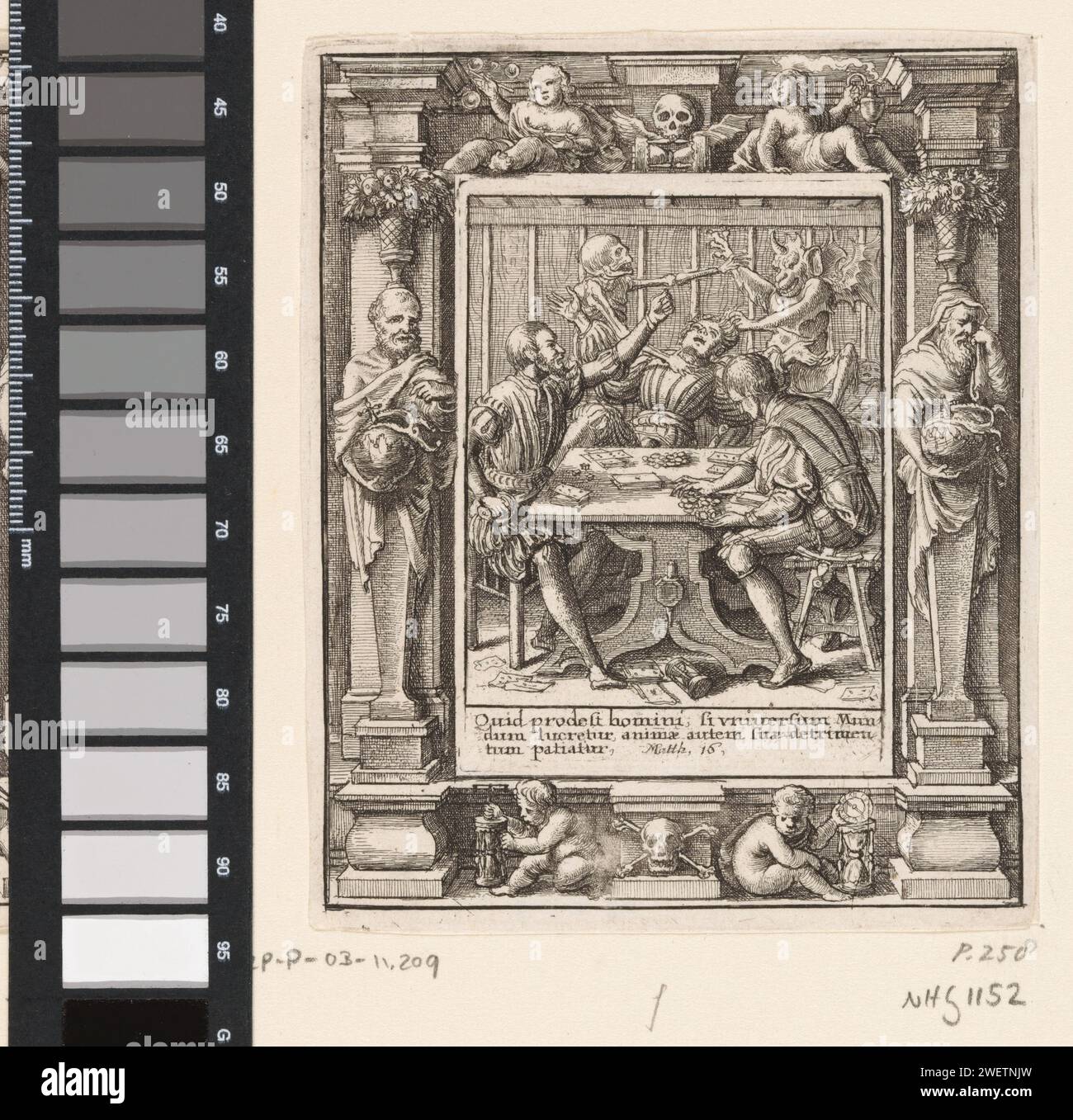 The card player and death, Wenceslaus Hollar, After Abraham van Diepenbeeck, After Hans Holbein ...