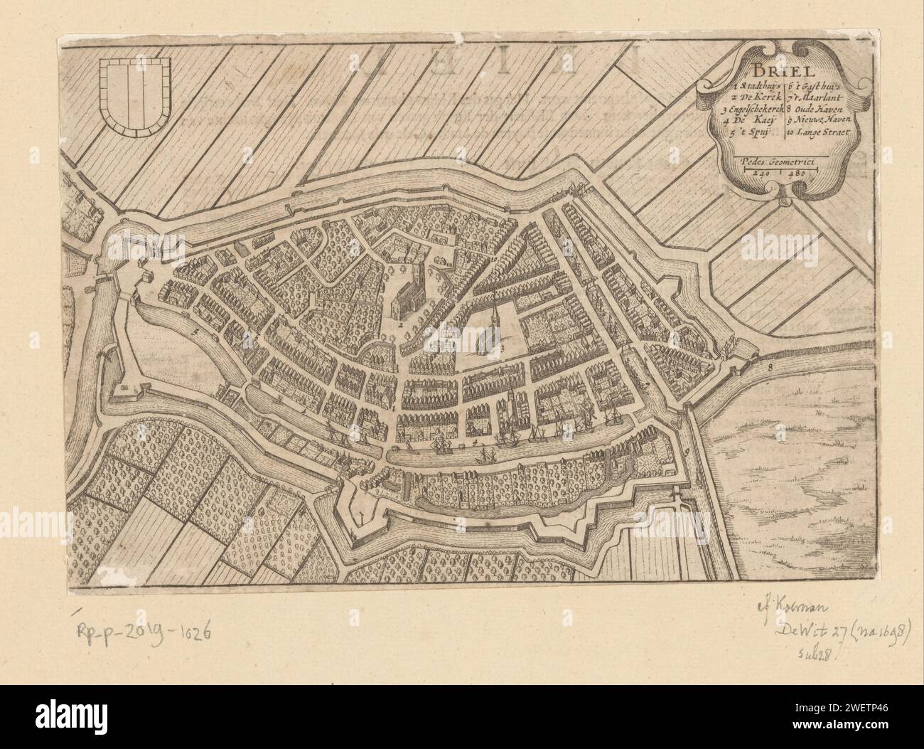 Map of Brielle, Anonymous, 1632 print paper etching / letterpress ...