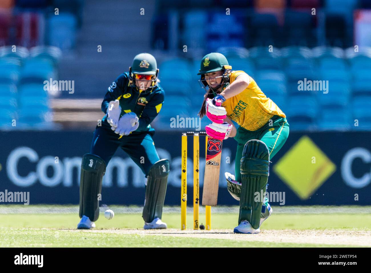 Canberra, Australia, 27 January, 2024. Sune Luus of South Africa bats ...