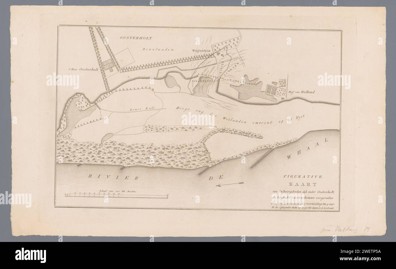 Map of Dijkbraak under Oosterhout, 1809, Anonymous, 1809 print paper ...