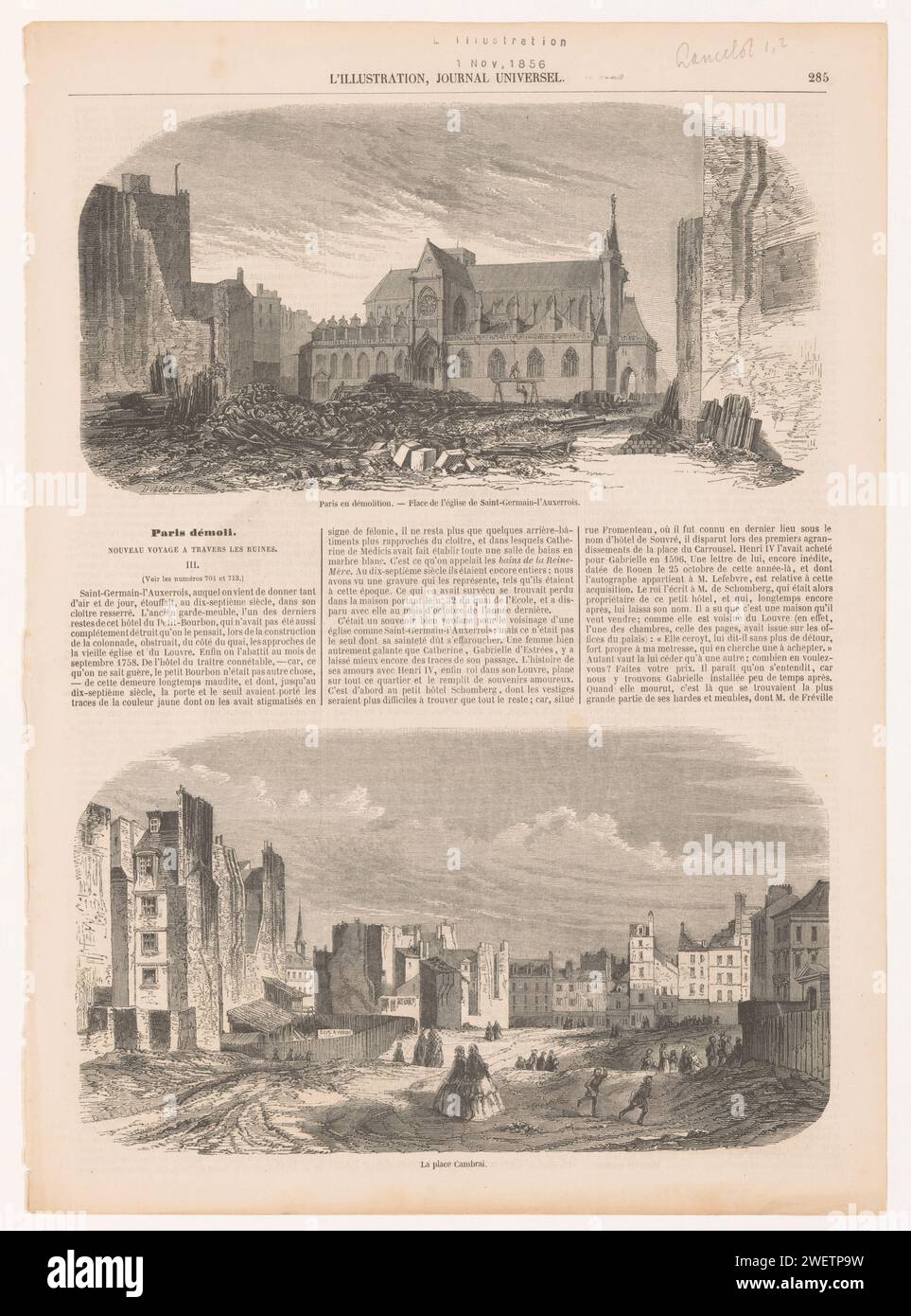 Page from L'Illustration with two images of the demolition and renewal ...