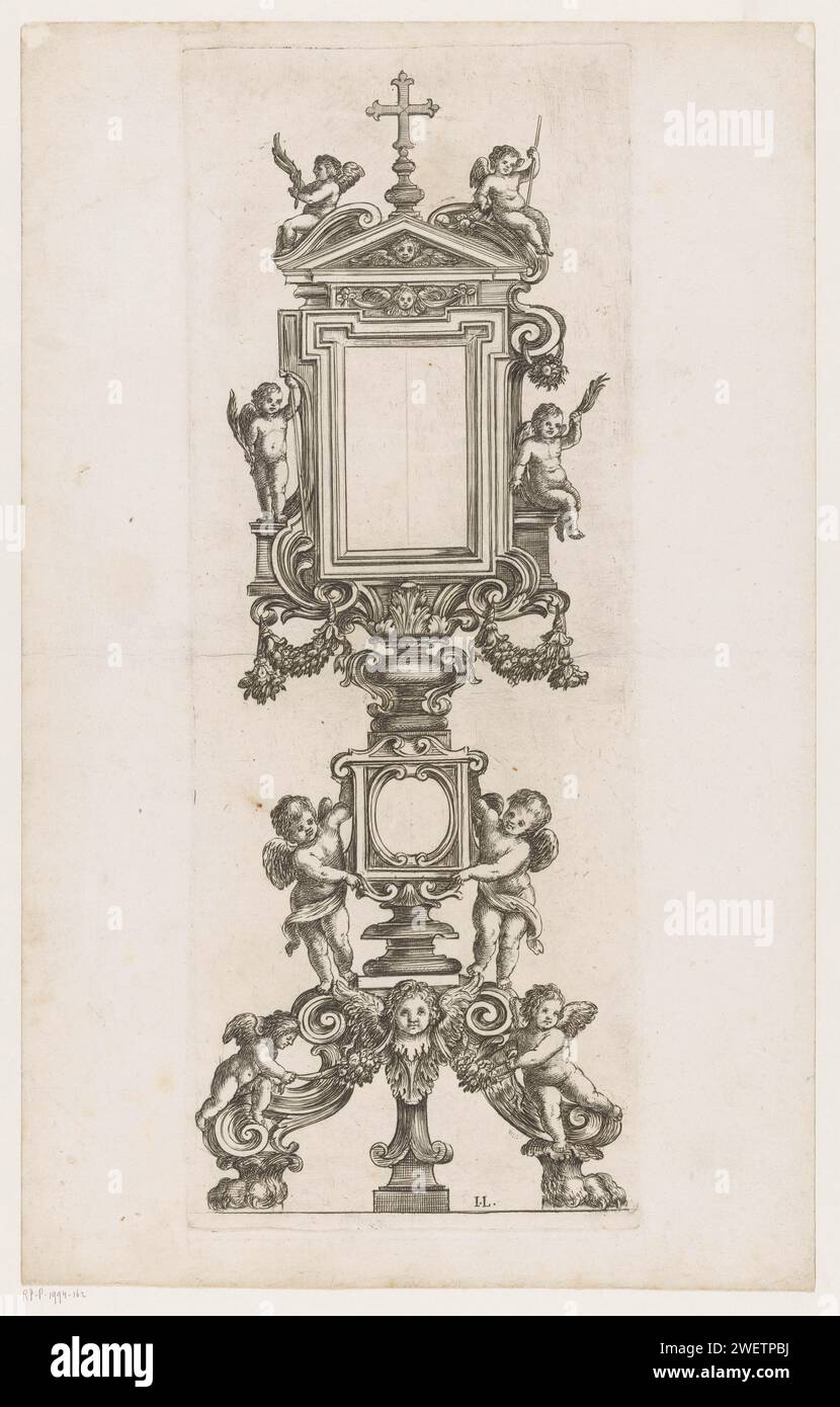 Month Met Acht Putti, Giacomo Laurenziani, 1637 print A monstrans with ...