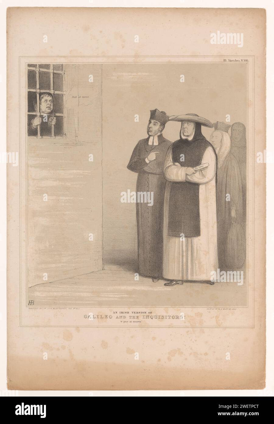 Cartoon with Daniel O'Connell as Galileo, John Doyle, 1844 print ...