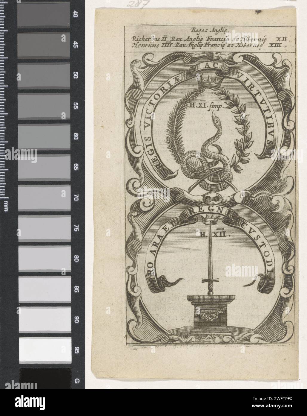 Crowned wreath with hose / pedestal with crowned sword, anonymous ...