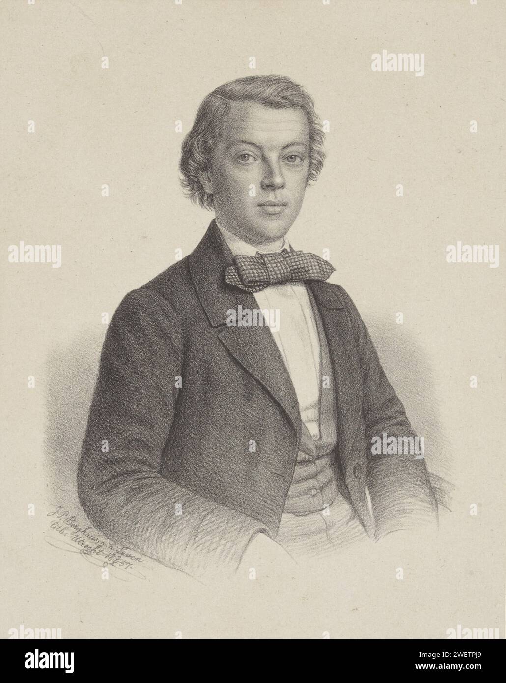 Portrait of an unknown man, Johann Peter Berghaus, 1857 print The ...