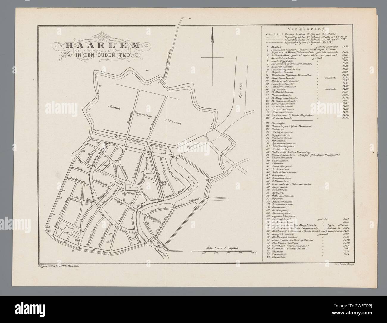 Historical map of Haarlem, Anonymous, 1881 print paper maps of cities ...