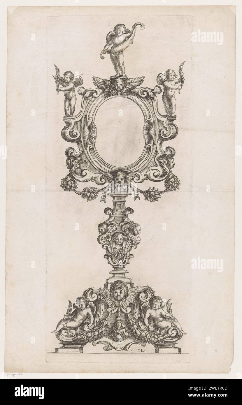 Month Met Vijf Putti, Giacomo Laurenziani, 1637 print A monstrans with ...