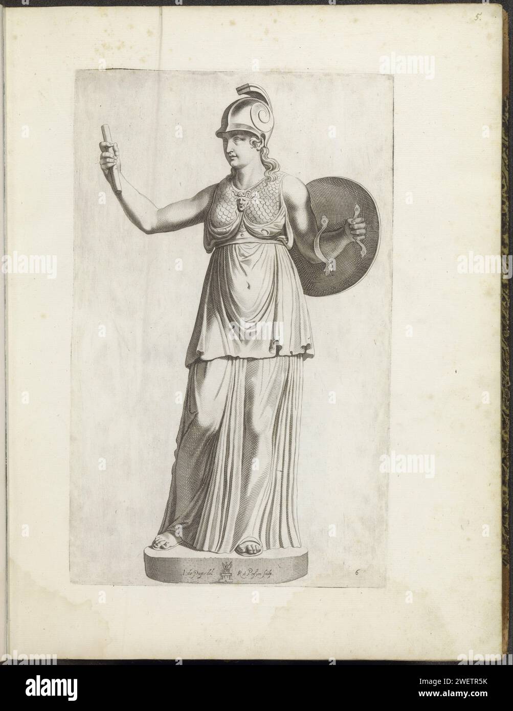 Statue of Standing Minerva with helmet and shield, 1636 - 1647 print ...