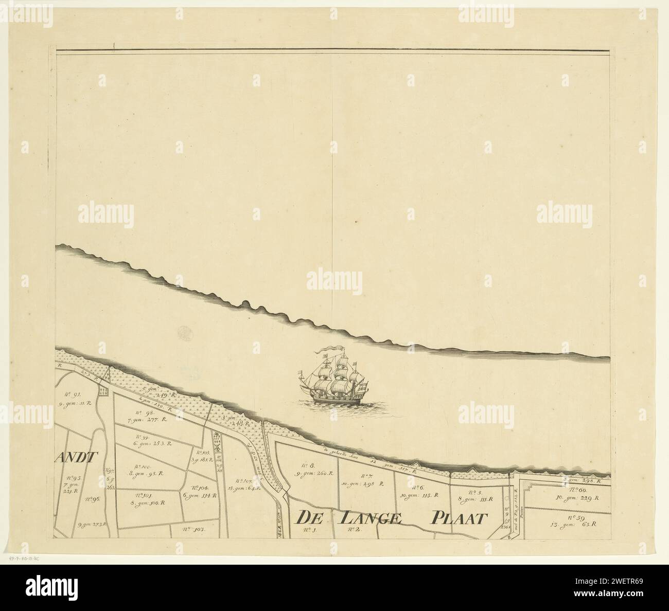 Map of the island of Rozenburg (third part of above), Anonymous, 1727 ...