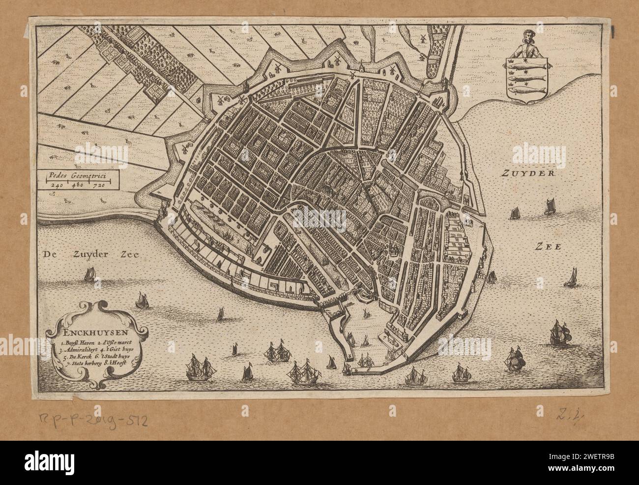 Map of Enkhuizen, Anonymous, 1632 print paper etching maps of cities Enkhuizen Stock Photo - Alamy