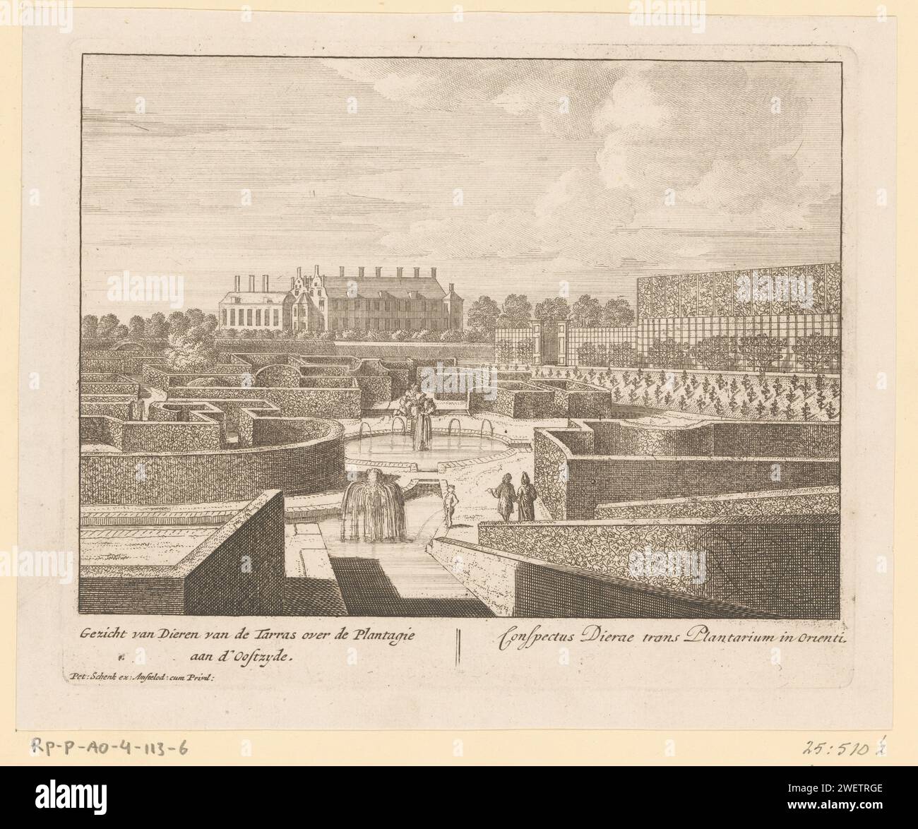 View of the gardens of the Hof in Dieren, Pieter Schenk (I), c. 1700 ...