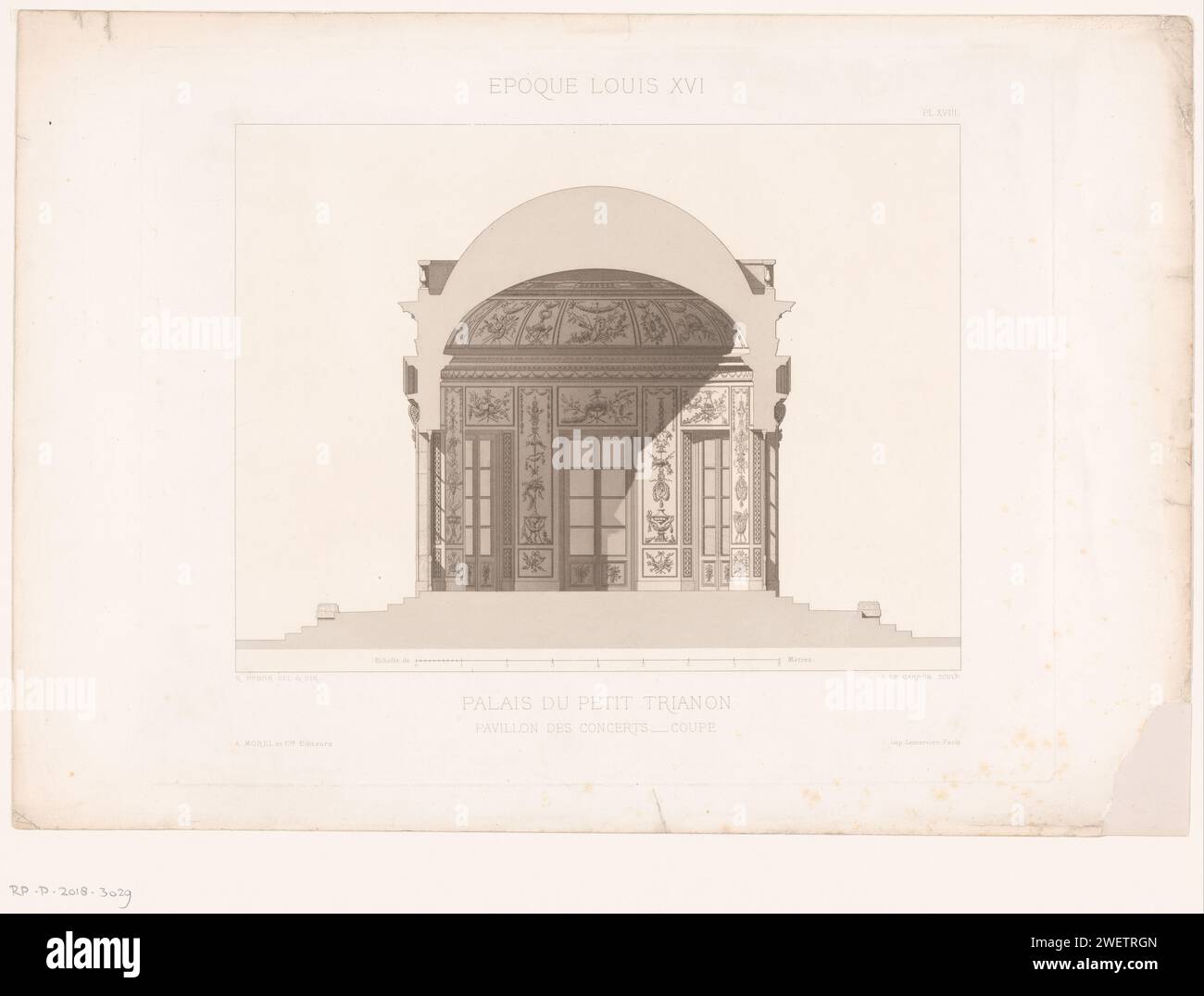 Cross -section of the pavilion at Klein Trianon, Jules -Paul de Garron ...
