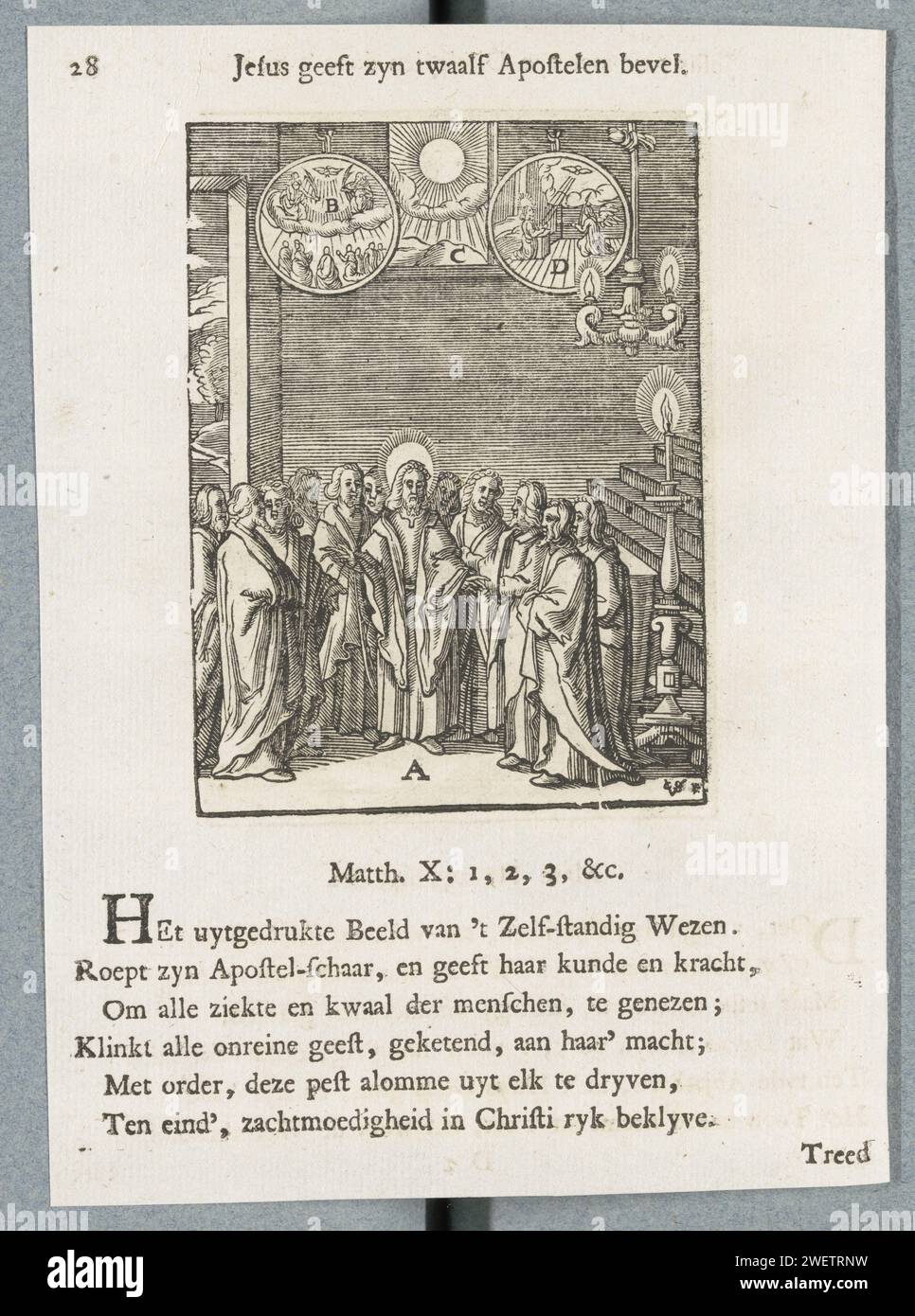Christ preaches the prayer, 1740 print Christ between his twelve ...