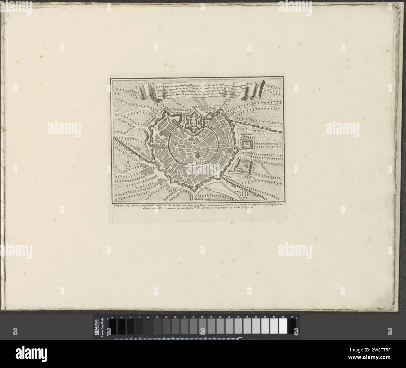 Map of Milan, 1701 - 1733 print Milan map. With texts in Dutch and ...