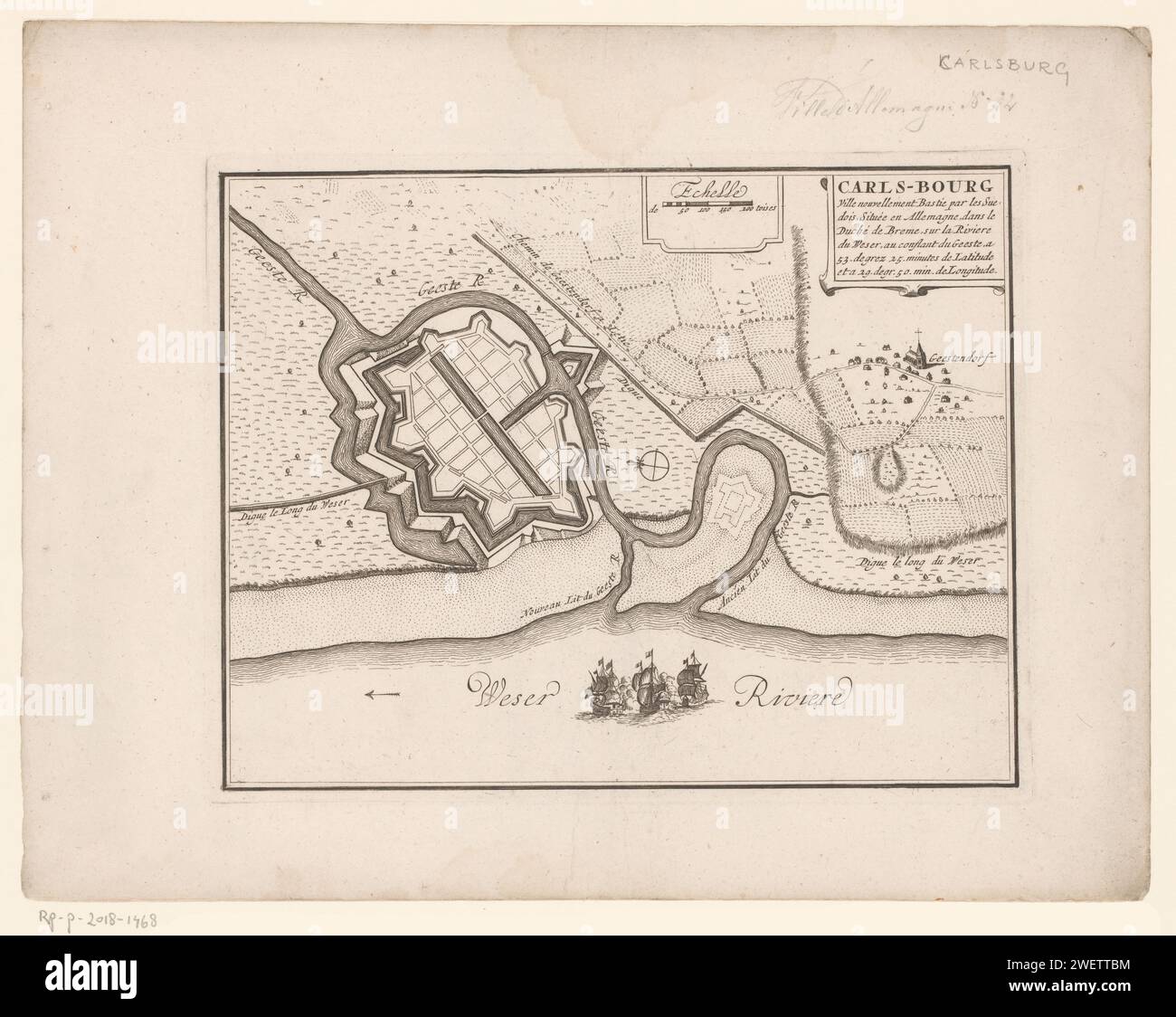 Map of the Fort Carlsburg, Anonymous, 1690 - 1702 print paper etching ...