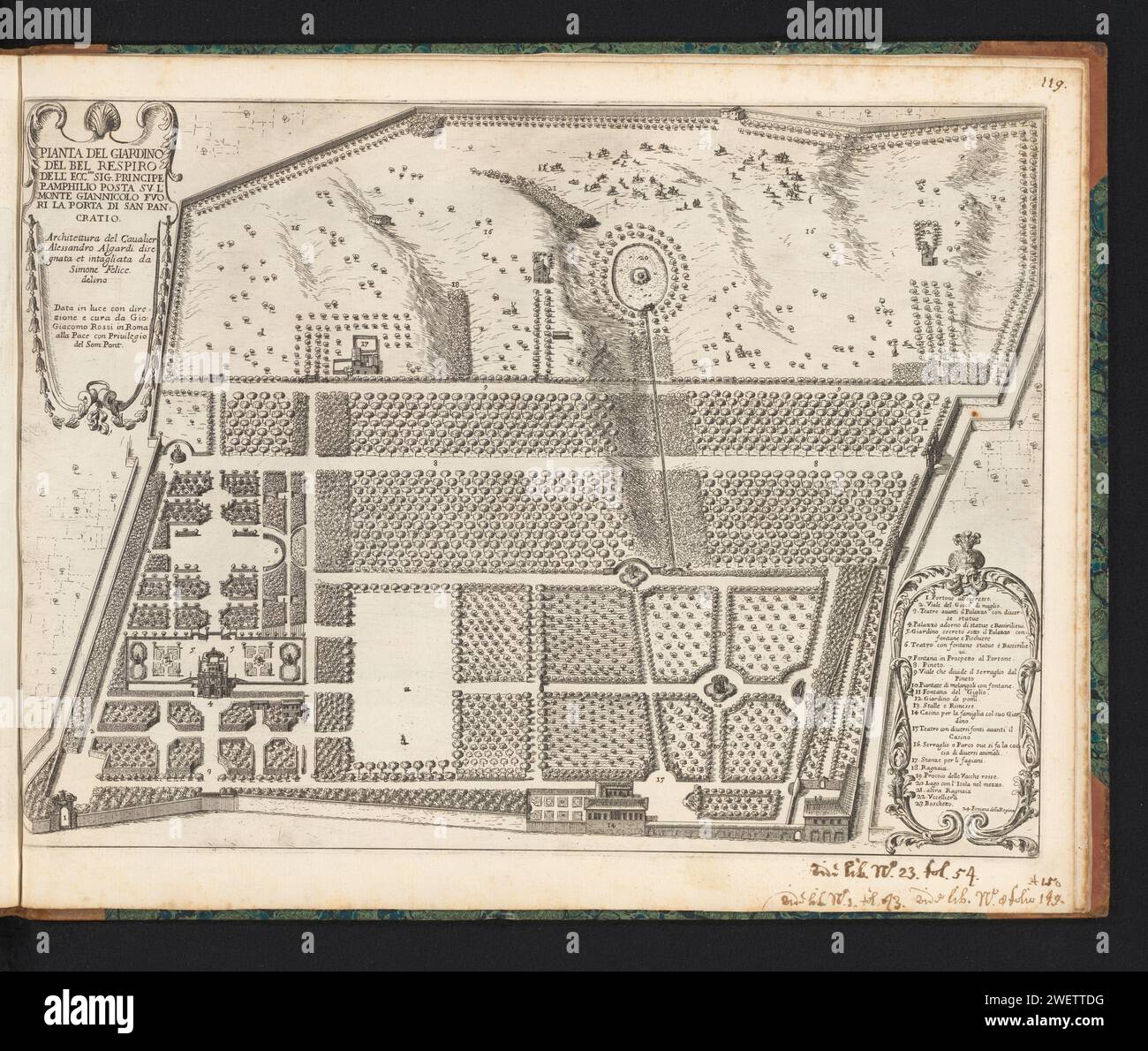 Map of the garden at the Villa Doria Pamphilj in Rome, Giovanni ...