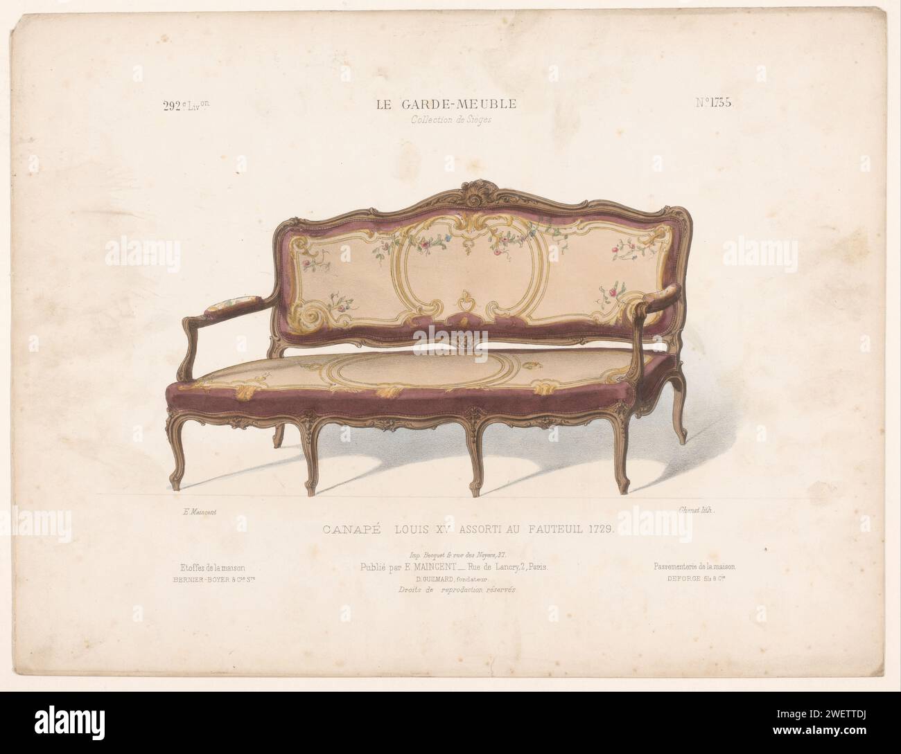 Sofa, Chanat, 1885 - 1895 print A canapé in the Louis XV style. Print from 292nd Livraison ...