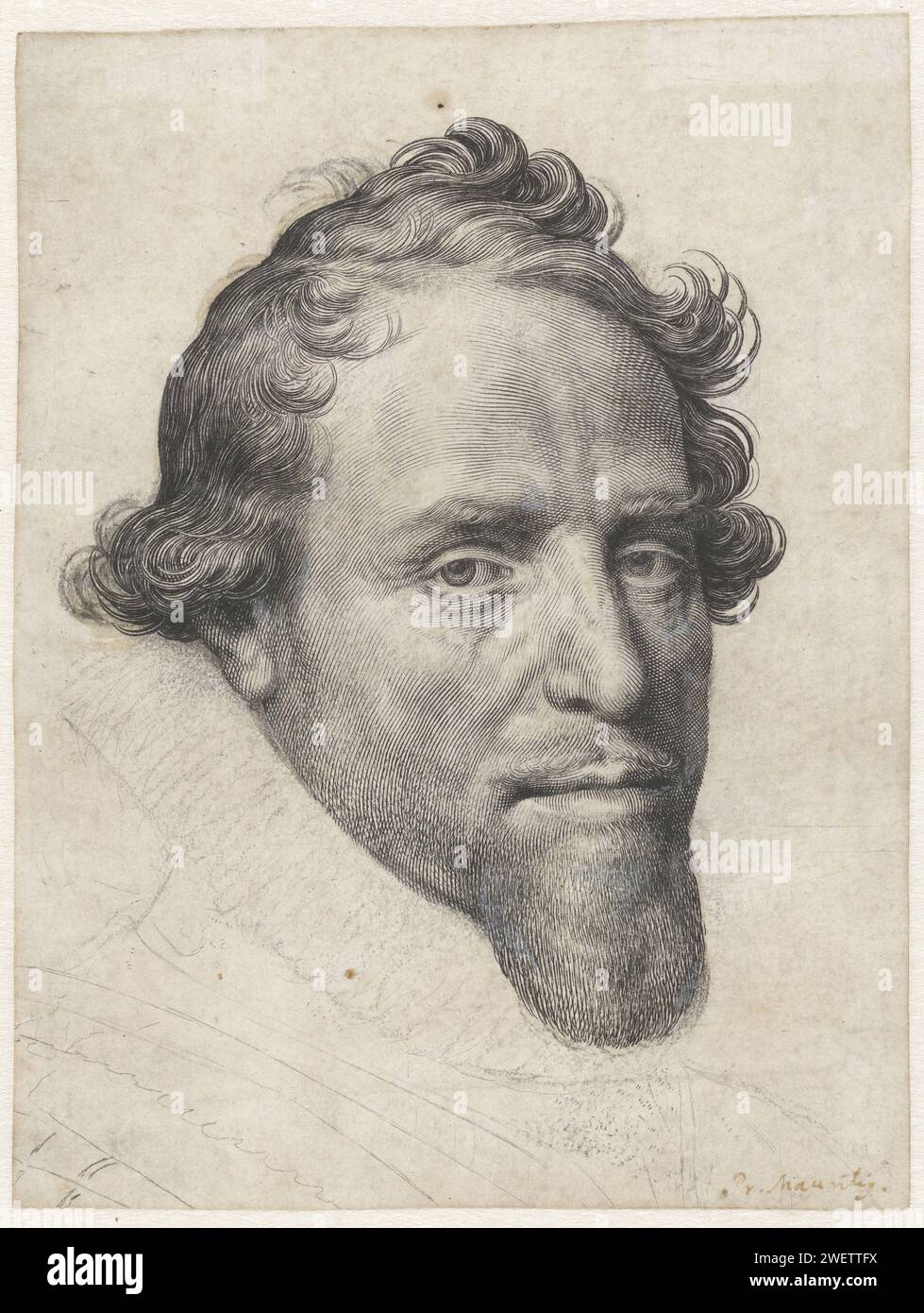 Portrait of Prince Maurits van Oranje, 1608 print paper. ink. chalk ...