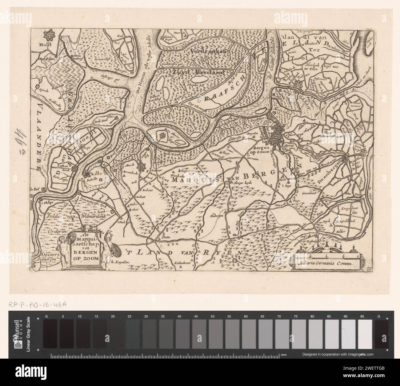 Map of the Markiezaat Bergen op Zoom, Anonymous, 1732 - 1735 print At ...