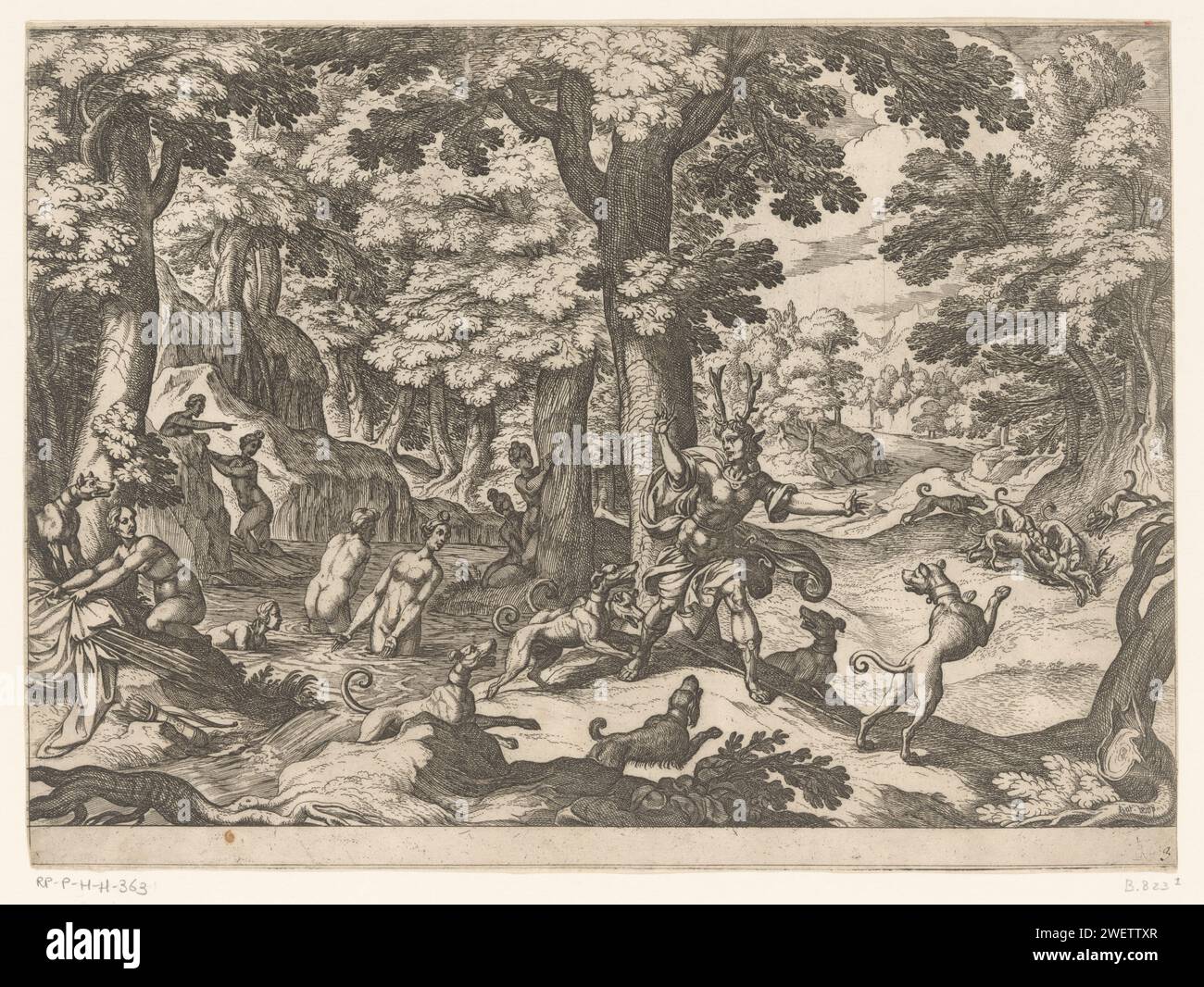 Actaeon turned into a deer, Antonio Tempesta, 1565 - 1630 print Forest ...