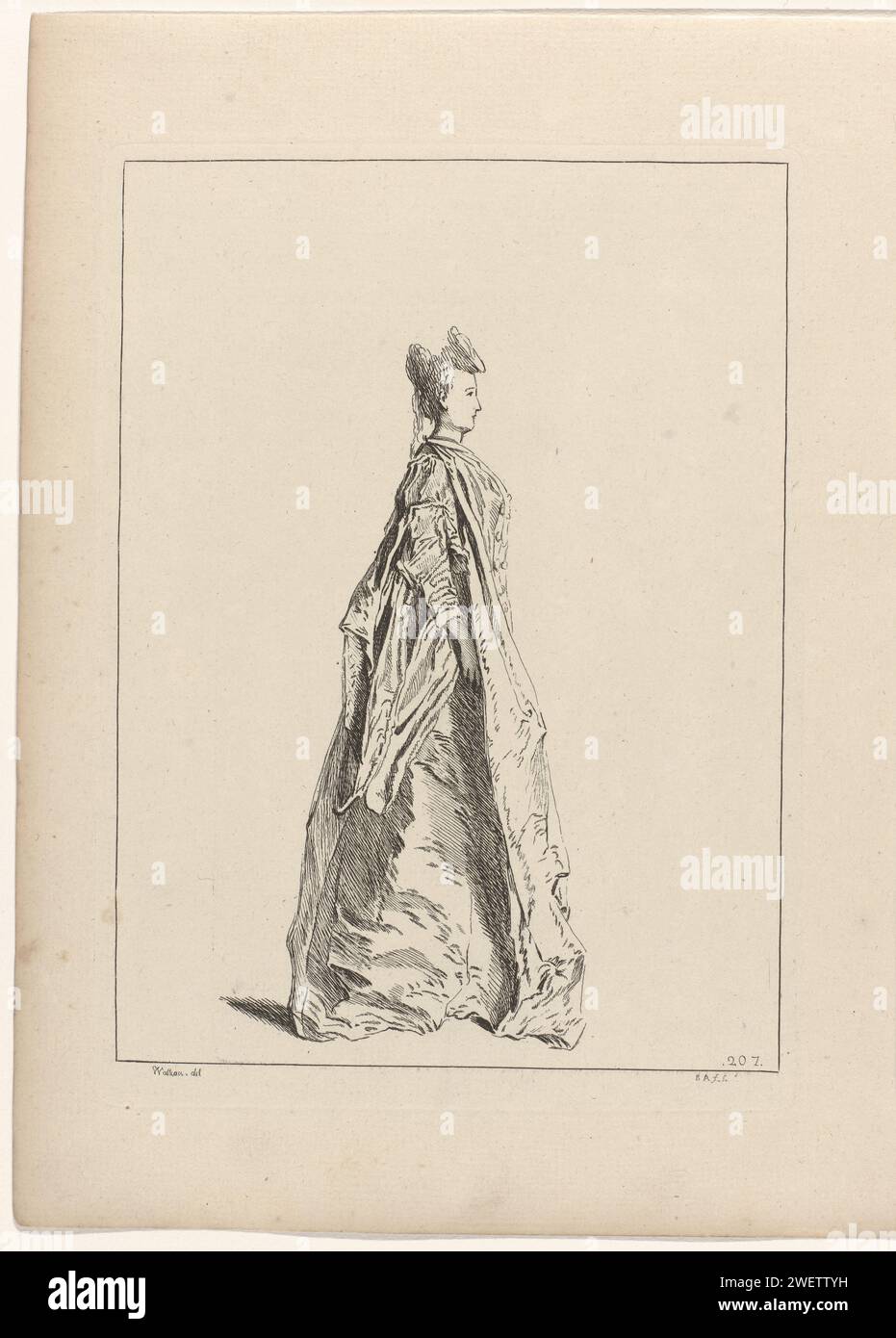 Standing woman, to the right, 1726 - 1728 Woman in dress, to the right ...