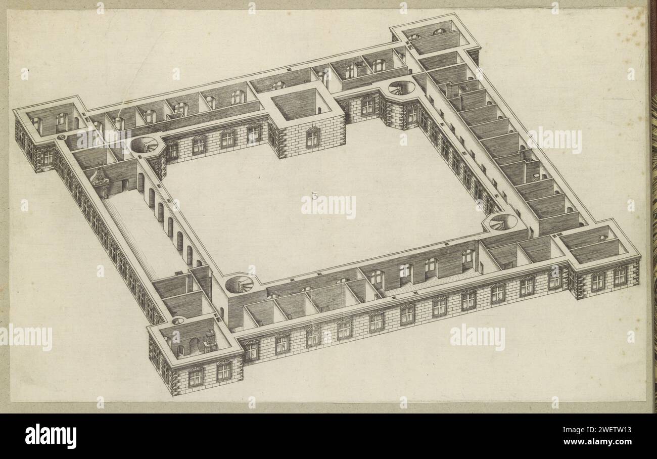 Second floor of a palace, anonymous, c. 1550 - c. 1650 print Numbered ...