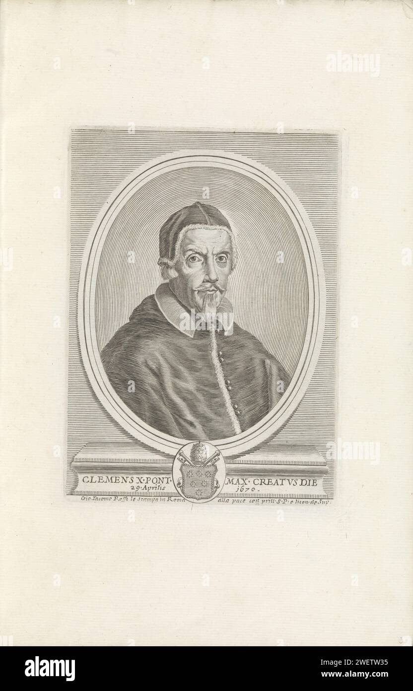 PORRET VAN PAUS CLEMENS X, 1670 - 1691 print Portrait of Pope Clemens X ...