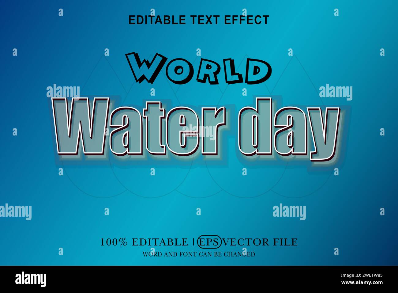 World water day 3d Text Effect Editable 3D Style eps vector Stock Vector Image & Art - Alamy
