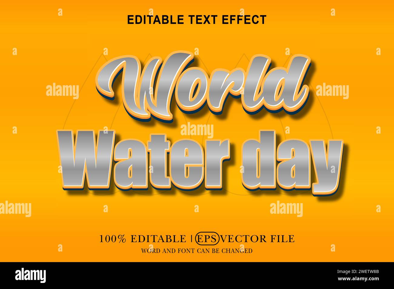 World water day 3d Text Effect Editable 3D Style eps vector Stock ...