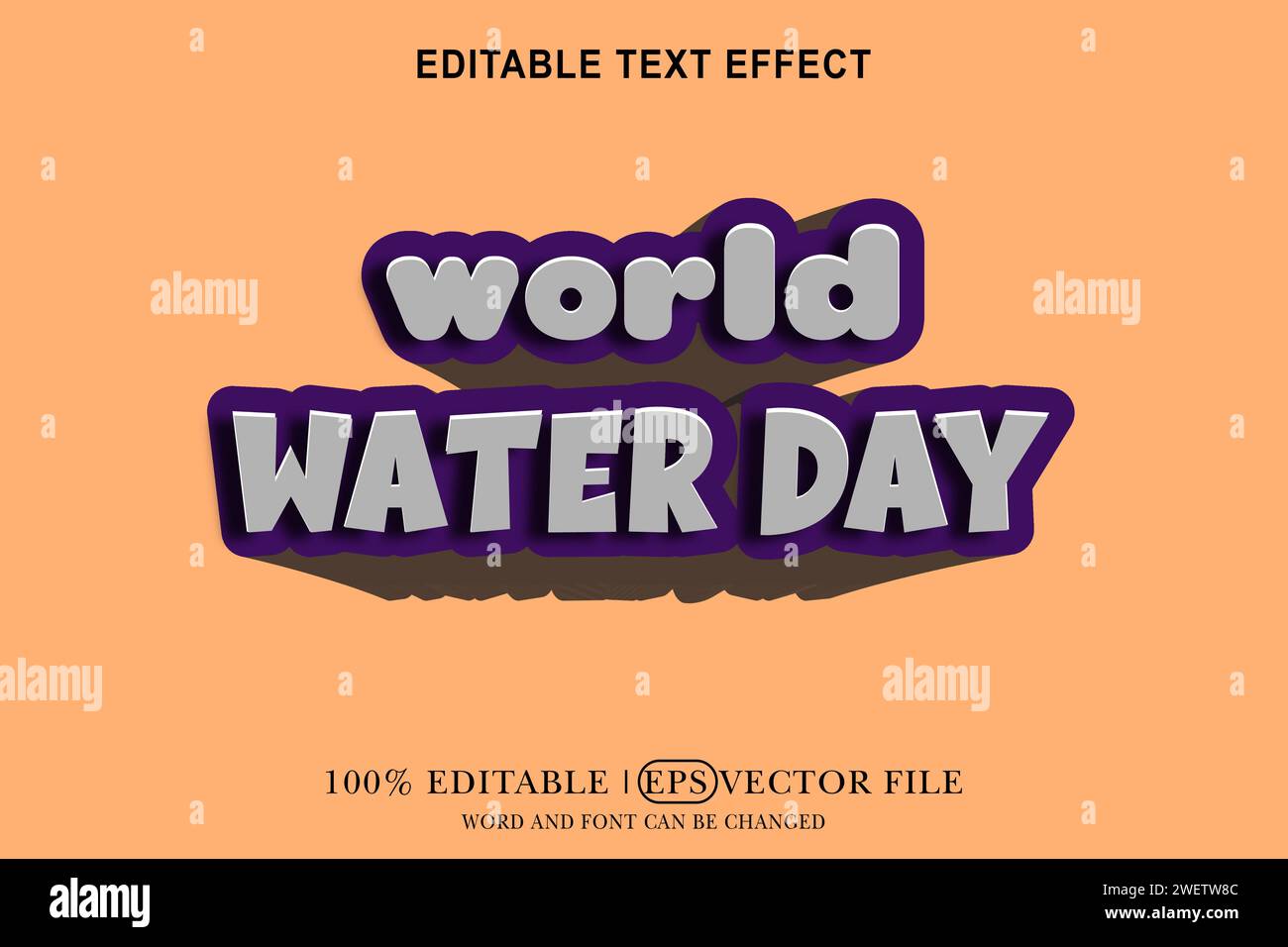 World water day 3d Text Effect Editable 3D Style eps vector Stock Vector Image & Art - Alamy