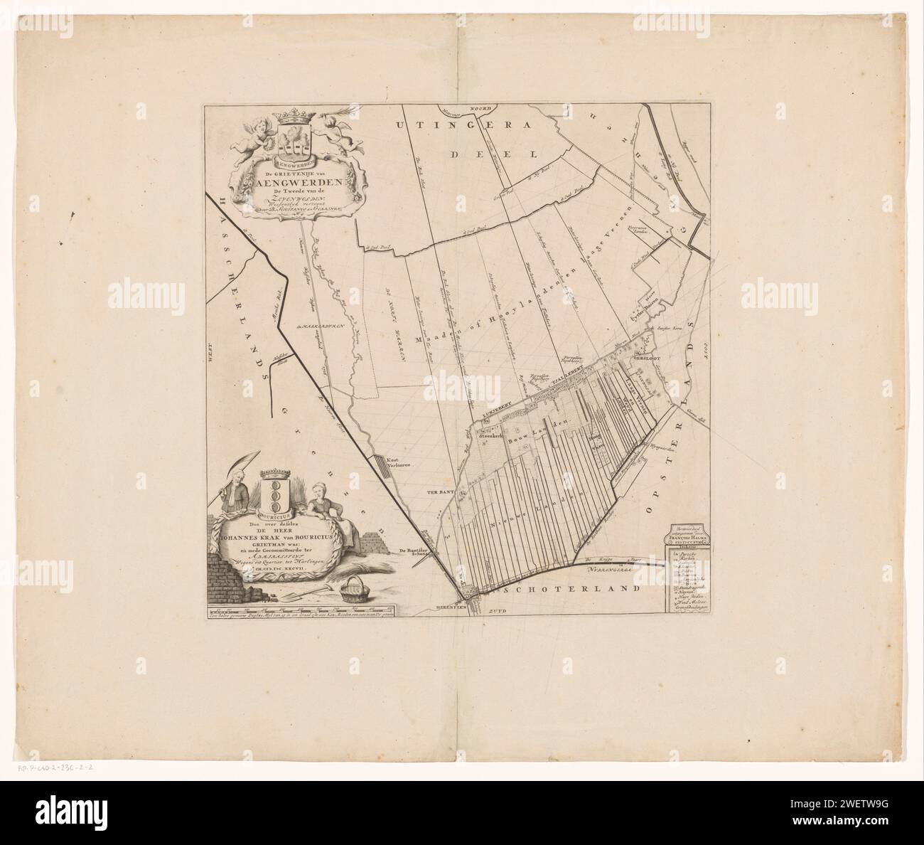 Map of de Grietenij Aengwirden, 1718 print At the top left cartouche ...