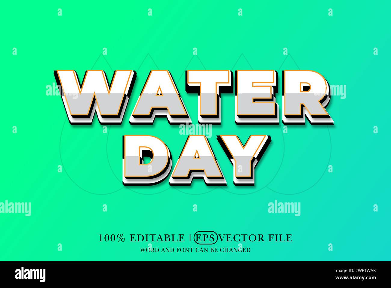 World water day 3d Text Effect Editable 3D Style eps vector Stock ...
