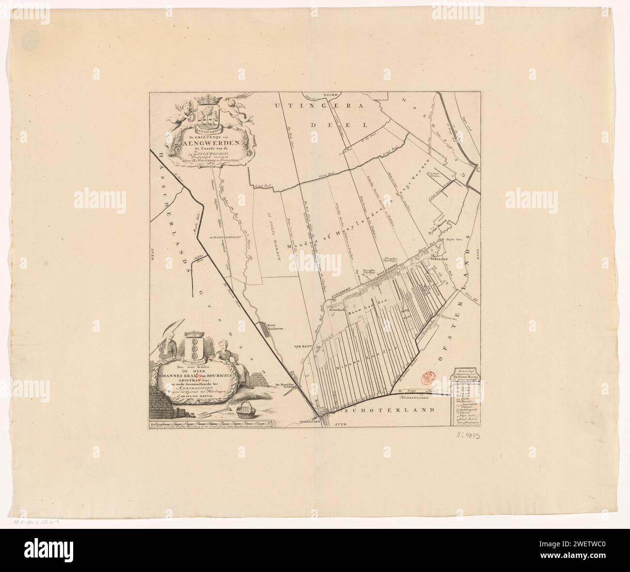 Map of de Grietenij Aengwirden, 1718 print At the top left cartouche ...