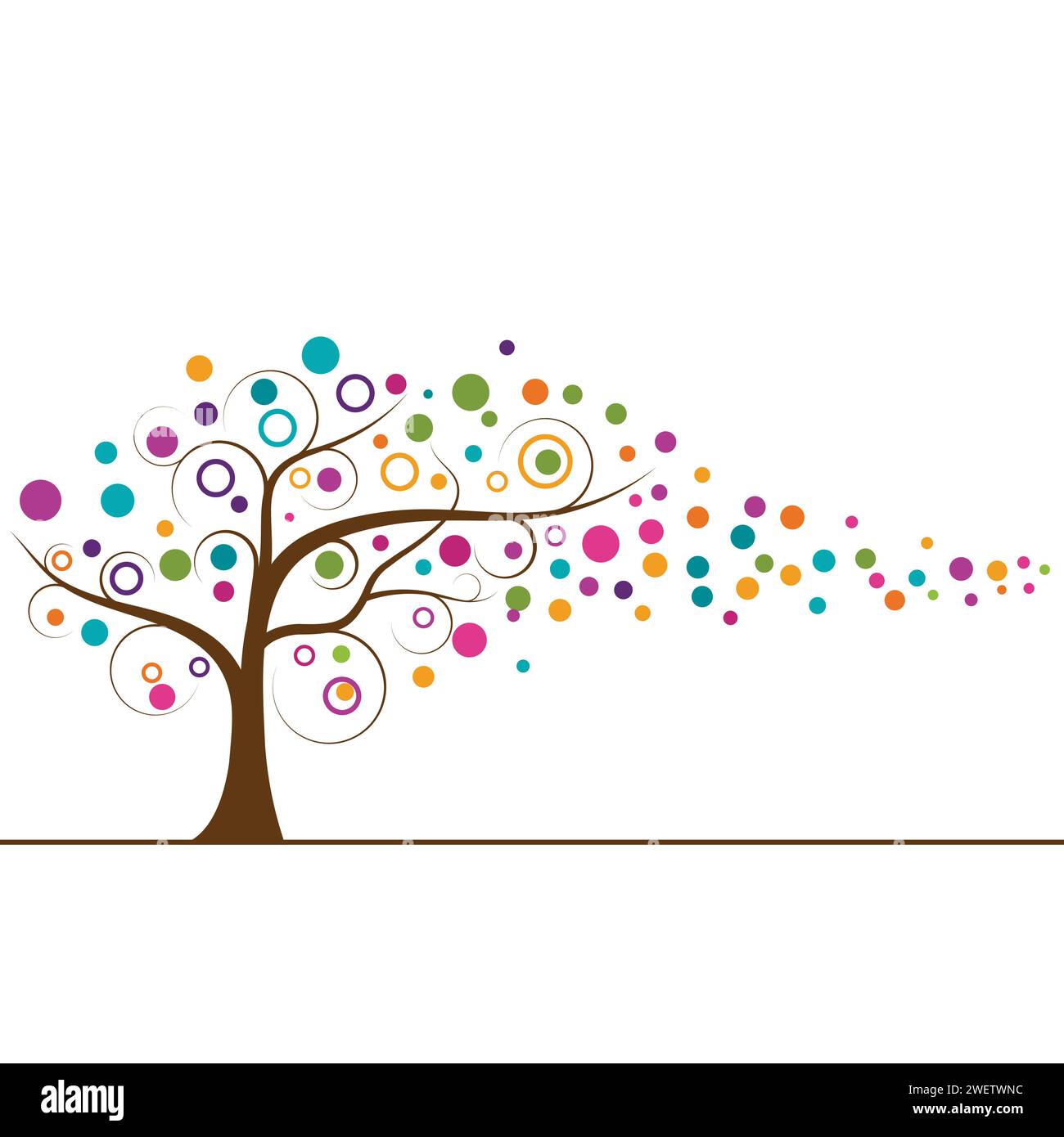 Curvy tree trunk with leaves Stock Vector Images - Alamy