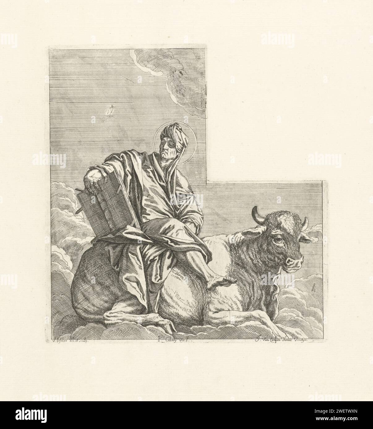 Evangelist Lucas, Valentin Lefèbvre, After Paolo Veronese, 1682 print ...