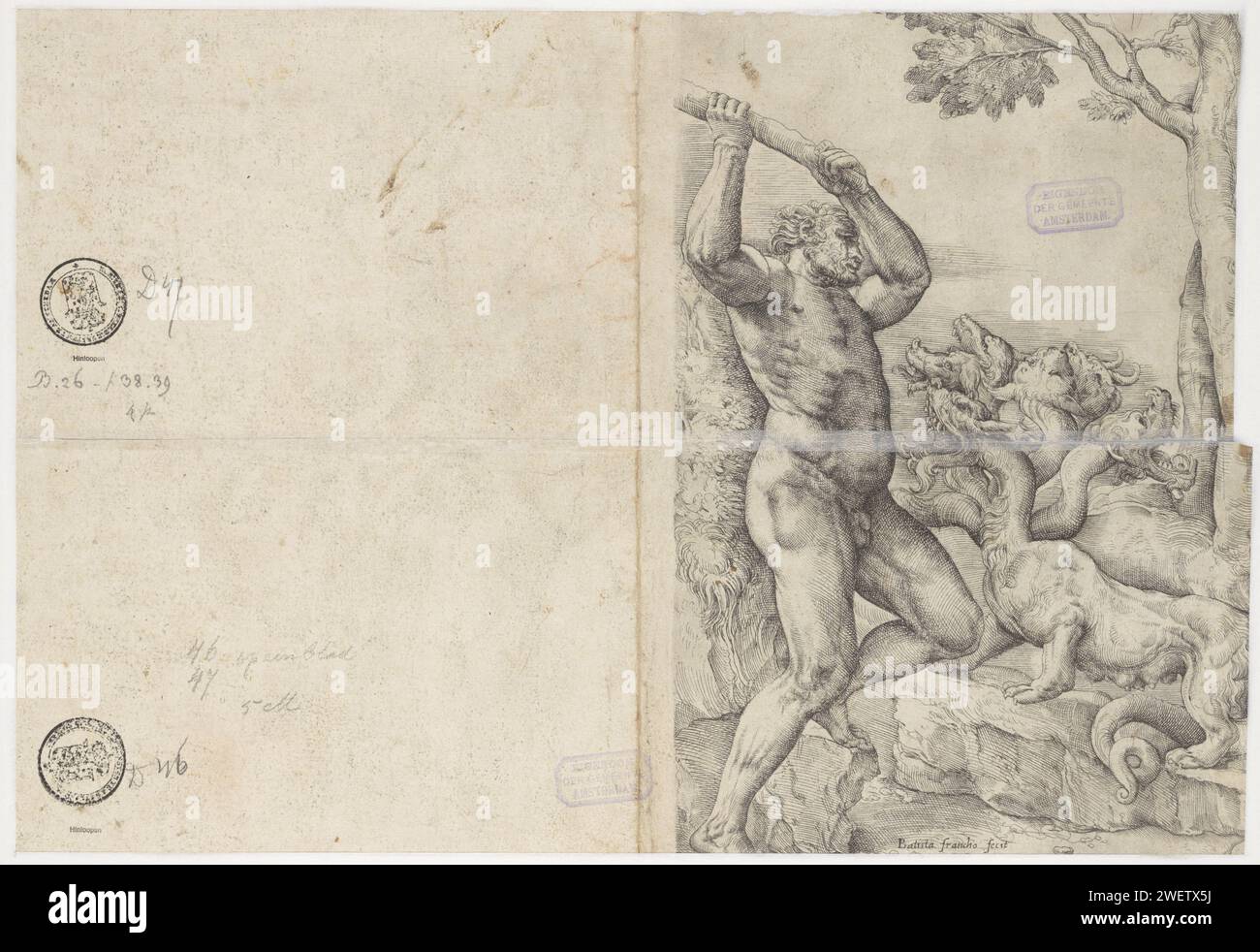 Hercules in fight with the Hydra van Lerna, 1520 - 1561 print Hercules ...