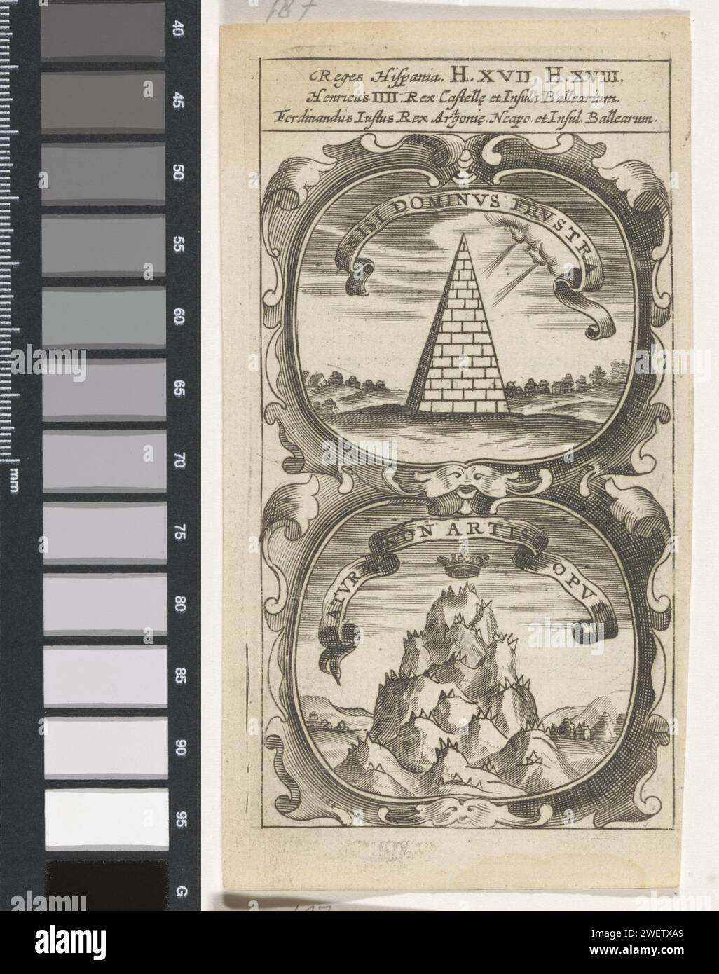 Pyramid of stone / crown floating above a mountain, anonymous, after ...