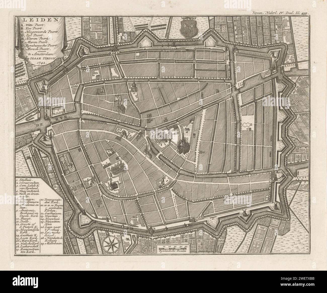 Map of Leiden, Anonymous, 1742 - After 1780 print Map in a nutshell ...