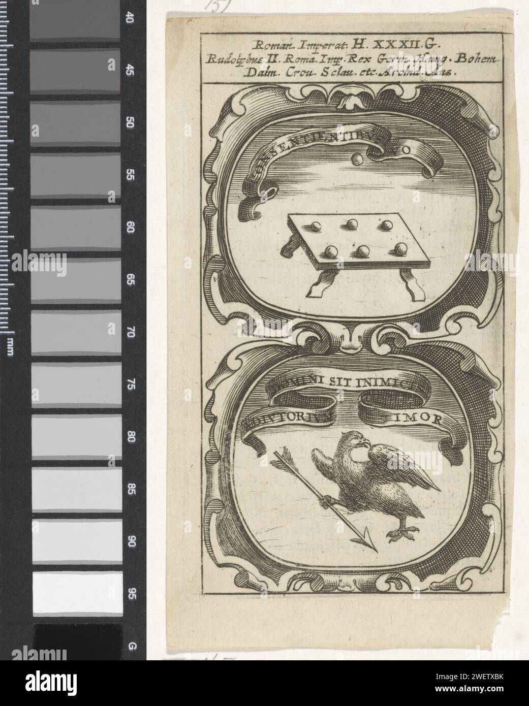 Calculation table / eagle with arrow, anonymous, After Aegidius Sadeler ...