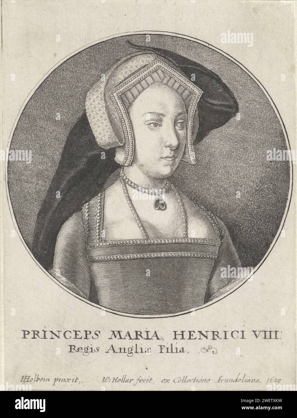 Portrait of Maria Tudor, Queen of England, Wenceslaus Hollar, after ...