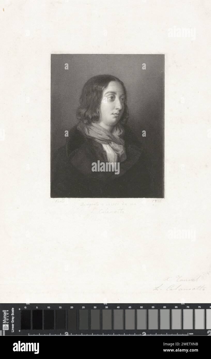 Portrait of the writer George Sand, 1836 print paper steel engraving ...