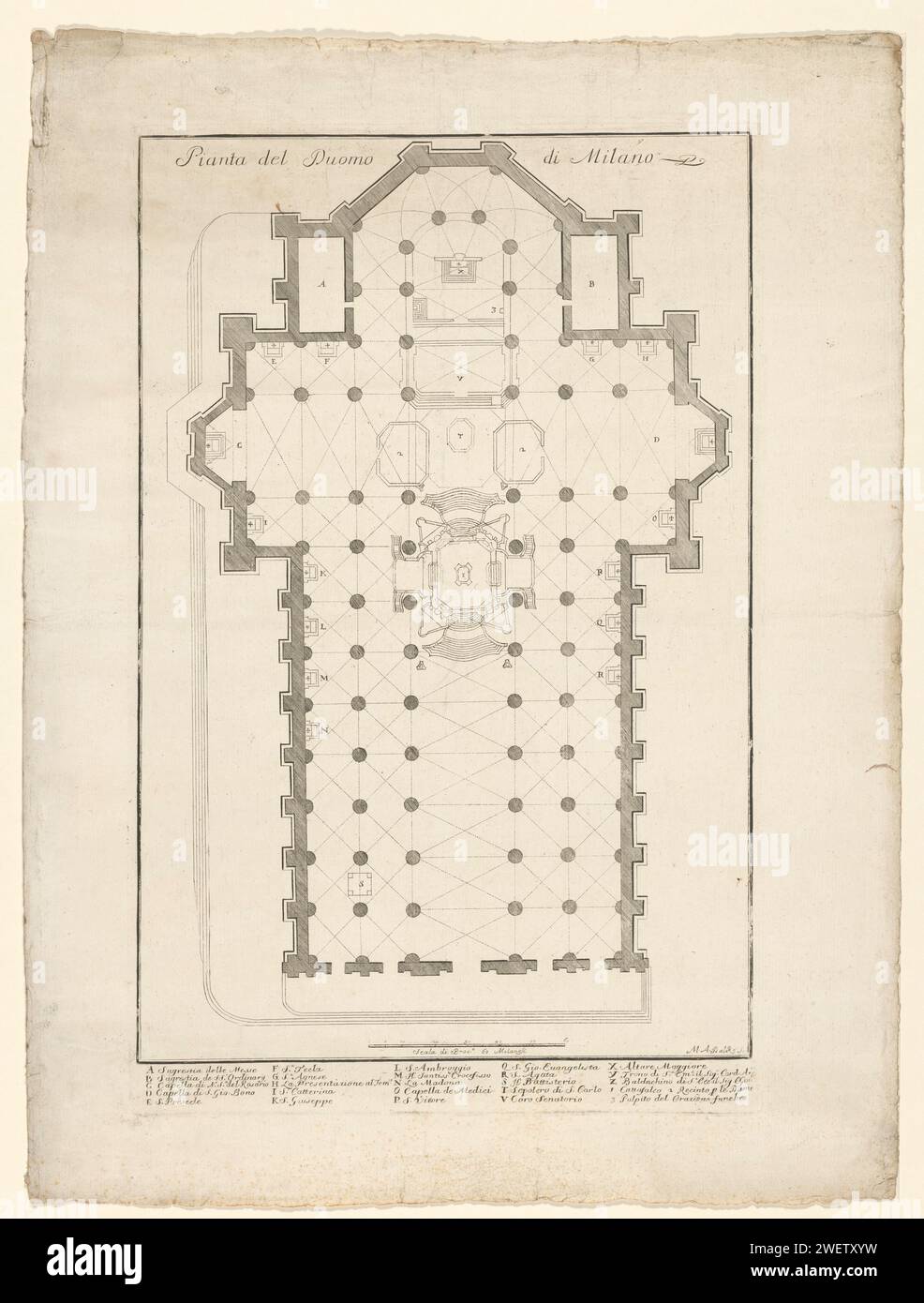 Map of the Dom van Milan, Marc Antonio Dal Re, 1723 - 1766 print paper ...