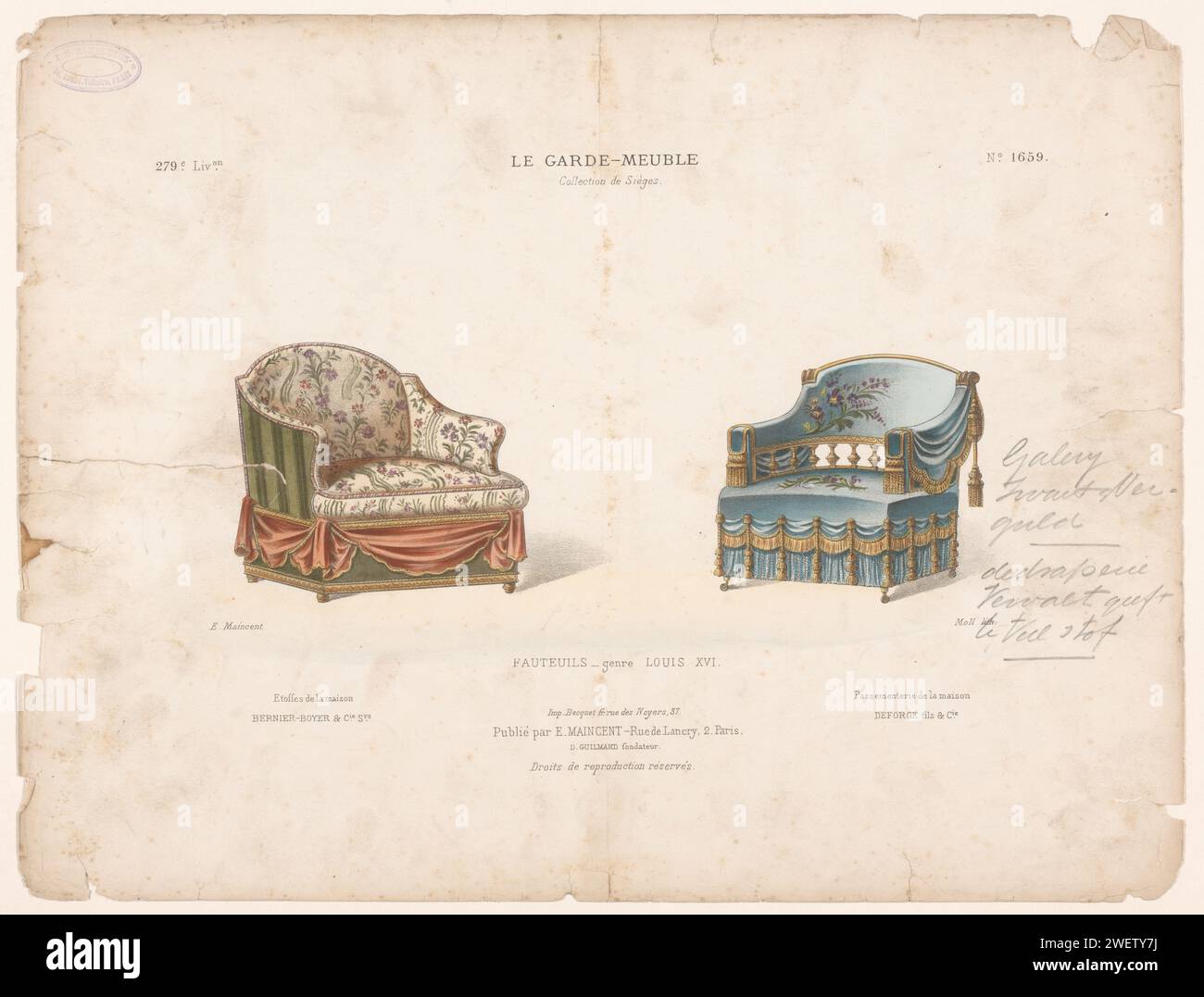 TWAKE FAUTEUILS, MOLL, 1885 - 1895 print Two armchairs in the Louis XVI ...