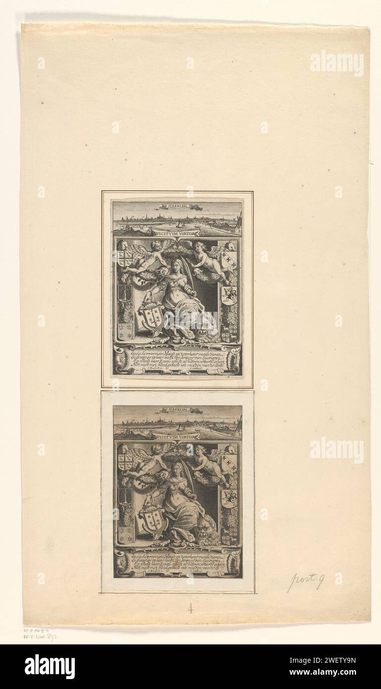 Haarlem city virgin with cityscape, Theodor Matham, after Jan Philipsz ...