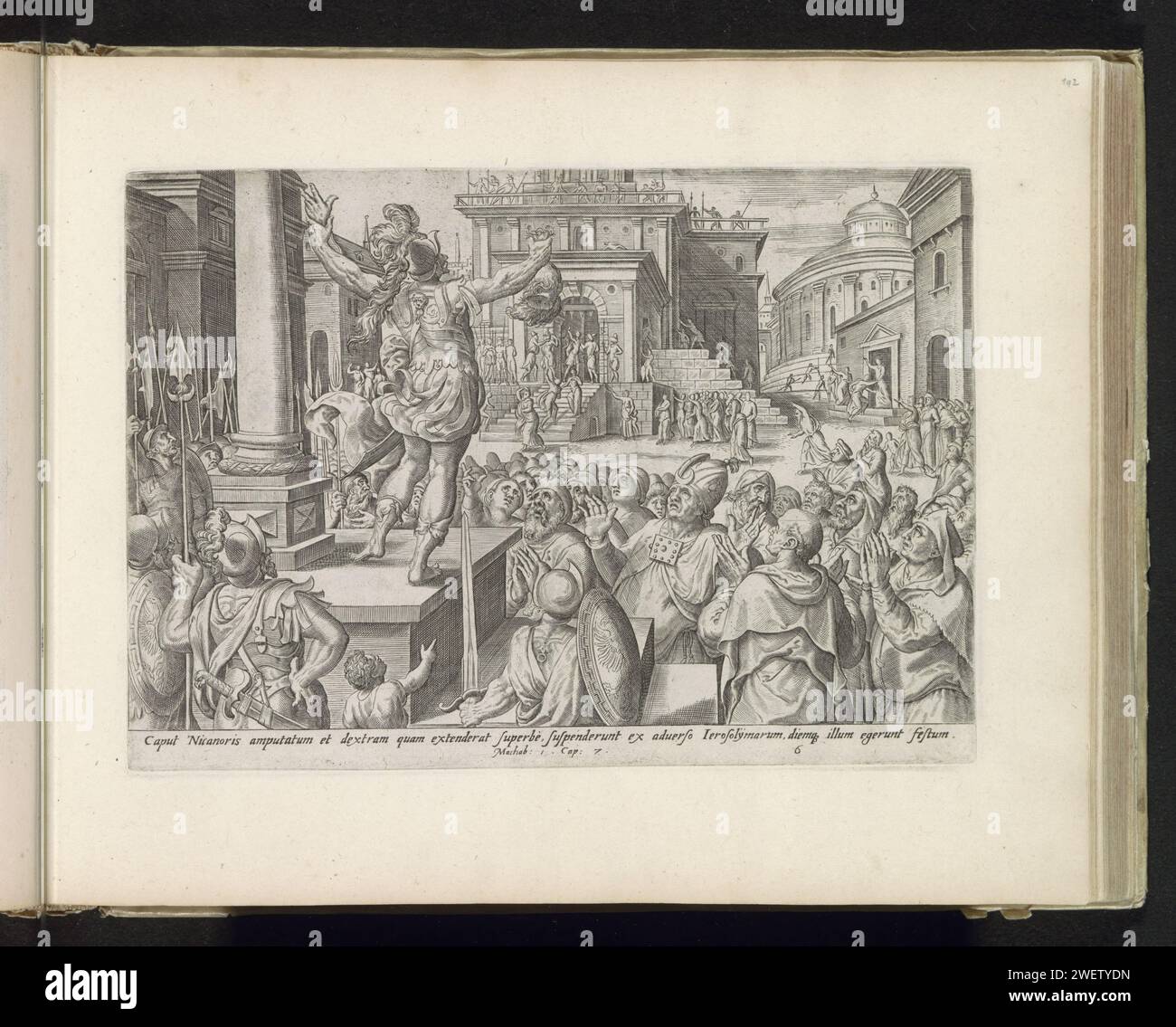 Head and hand of Nikanor shown to the people, Johannes Wierix, after ...
