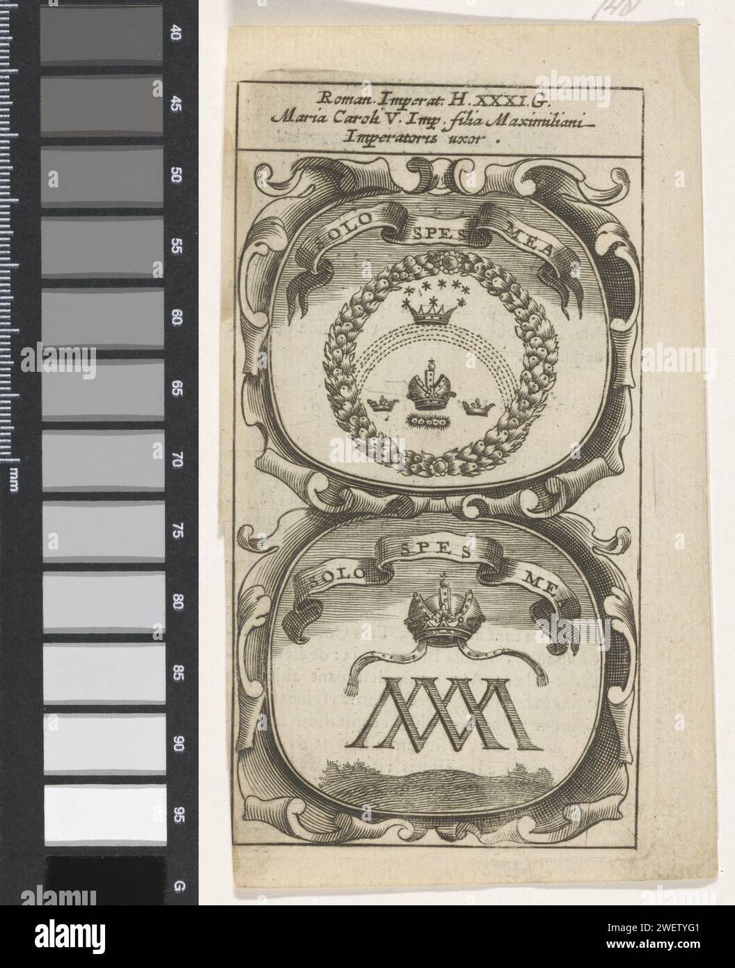 Wreath with God's crown on a rainbow / crowned monogram mm, anonymous ...