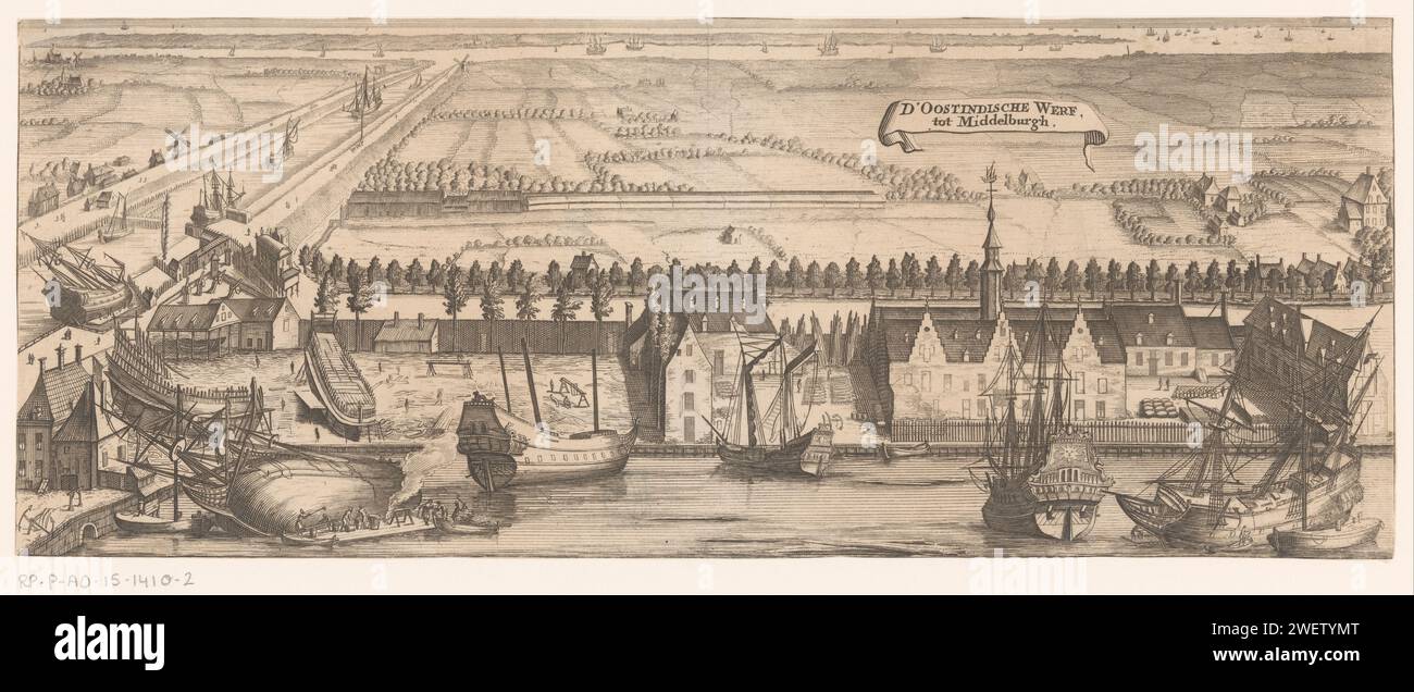 View of the East India Werf in Middelburg, Anonymous, 1696 - 1728 print View of the East Indian ...