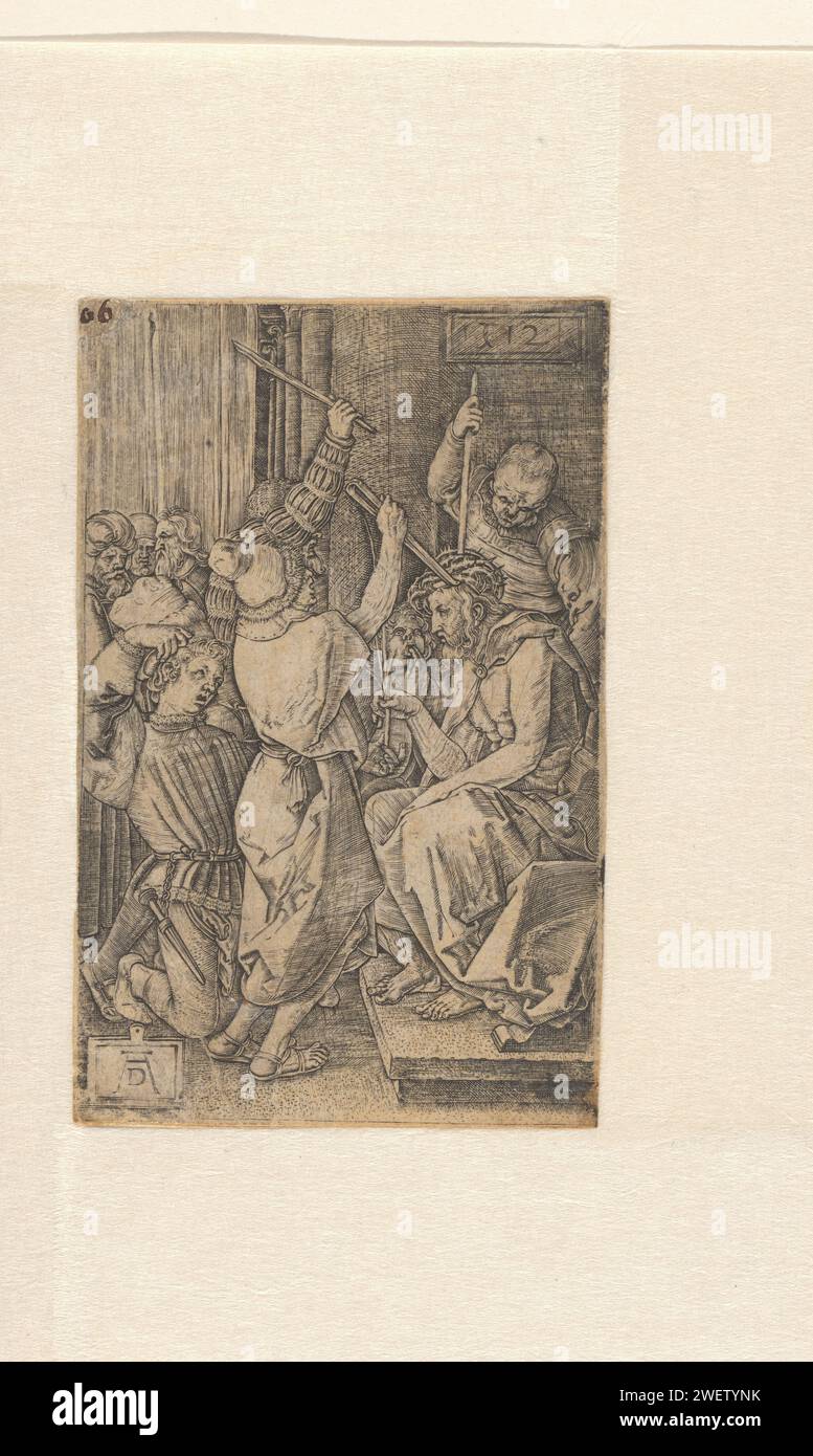 Doornenkroning, Albrecht Dürer, 1512 print paper engraving the crowning with thorns: soldiers ...